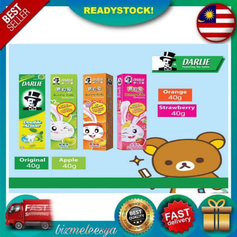 Darlie Bunny Kids Toothpaste Apple Orange Strawberry Flavor Darlie ...