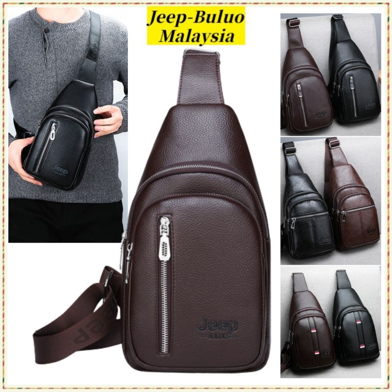 JEE BULUO Men Cross Body Chest Bag Man Sling Bag Leather Waterproof Beg ...