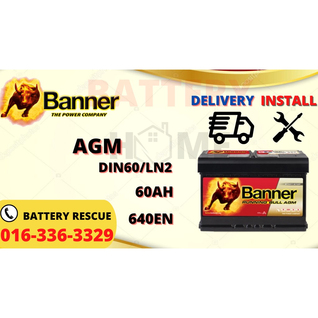 BANNER AGM LN2/ DIN60/60AH -START STOP CAR BATTERY OEM -FOR LEXUS ...