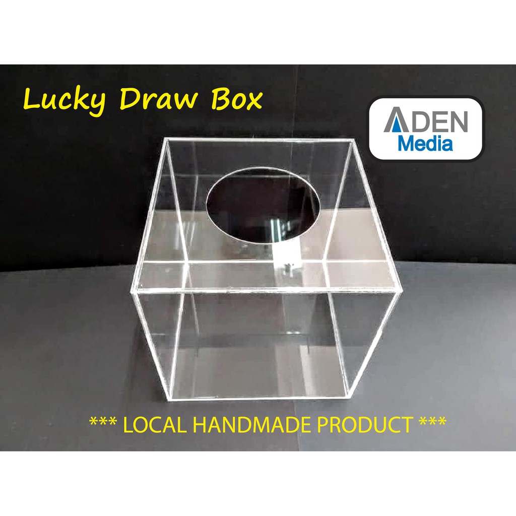 [CUSTOM] Acrylic Lucky Draw Box | 300mm x 300mm x 300mm | Shopee Malaysia