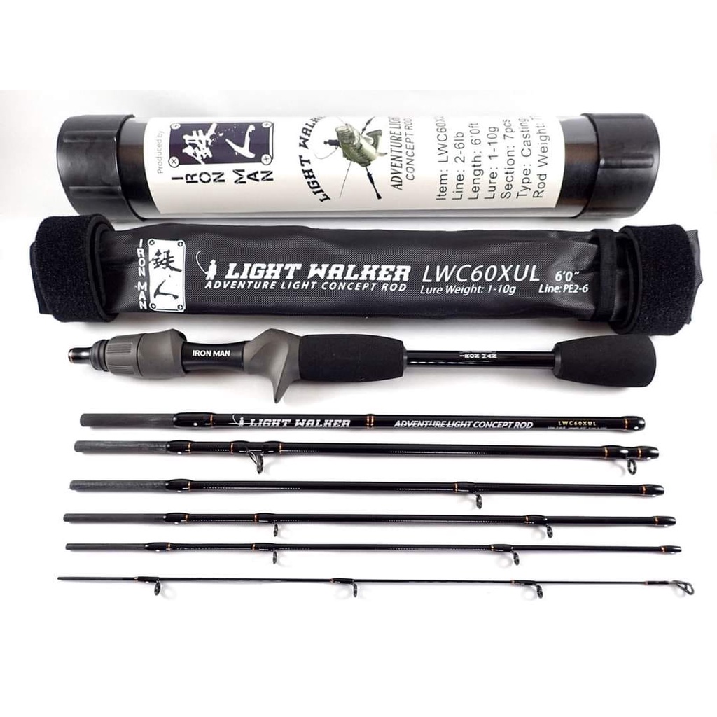 IRON MAN LIGHT WALKER TRAVEL FISHING ROD WITH ROD CASE IRONMAN TRAVEL ...