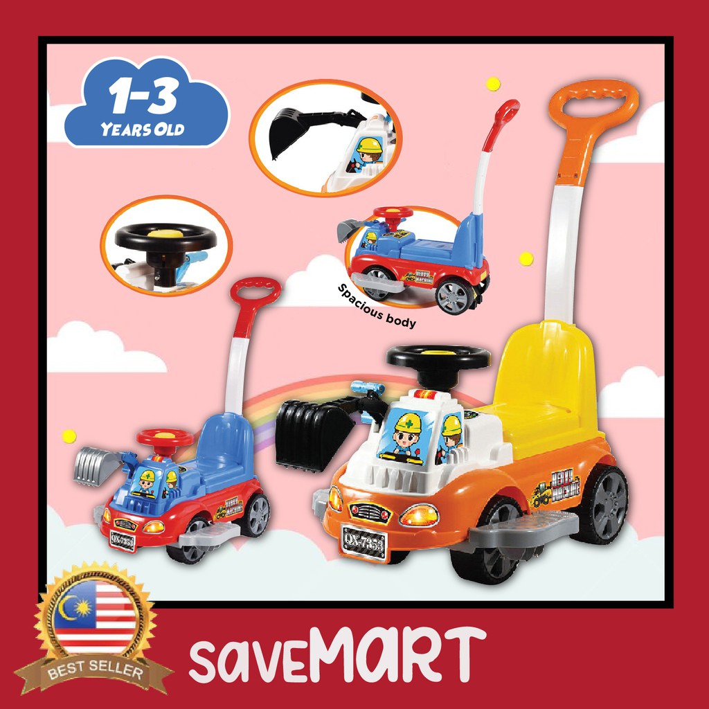 1-3 Years Old Kid Ride On Engineering Excavator Push Car Stroller ...