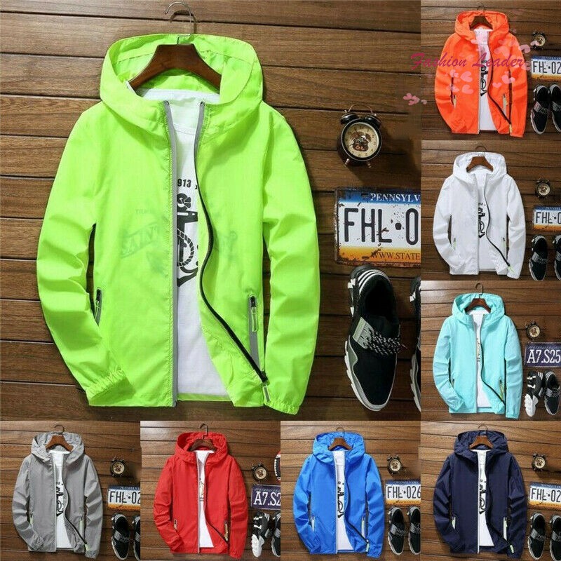 [24H] FL Men Outdoor Sport jacket Waterproof Wind Breaker Coat Zipper ...