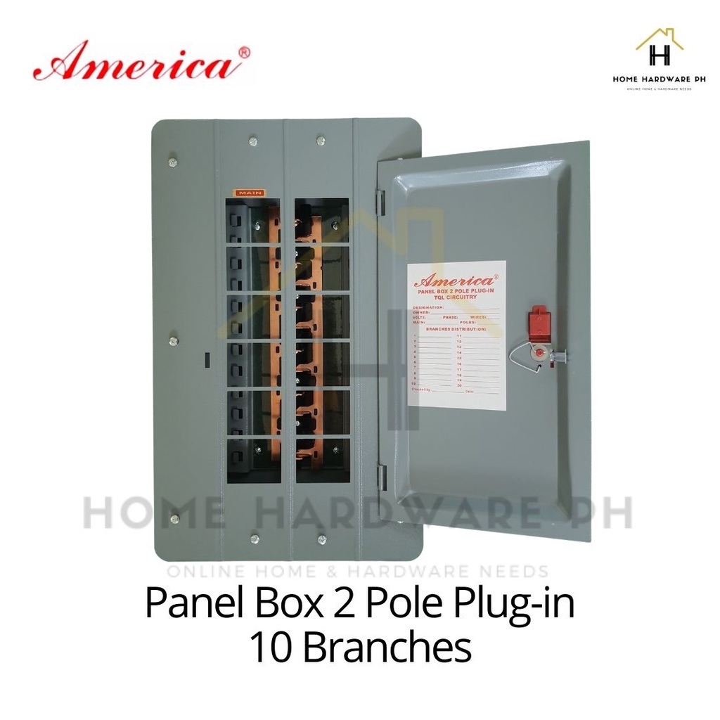 America Panel Box for 2-Pole Plug-In Breakers 10 Branches 12 Holes ...
