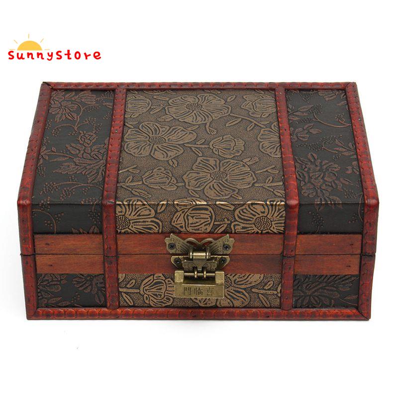 Large Trinket Jewelry Lock Handmade Wooden Storage Gift Box | Shopee ...