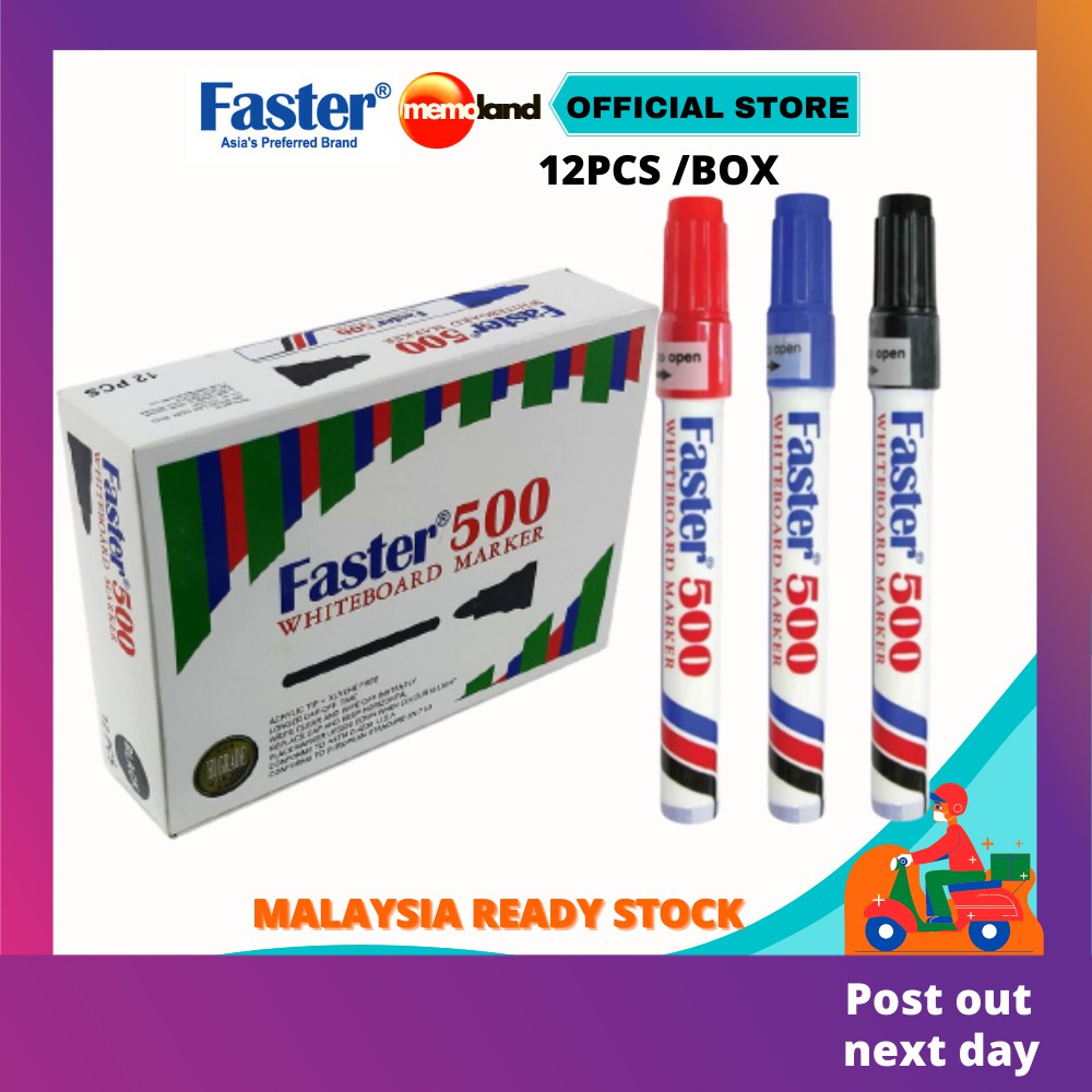 FASTER MF500 WHITE BOARD MARKER PEN - 12pcs/Box PEN PENANDA PAPAN PUTIH ...