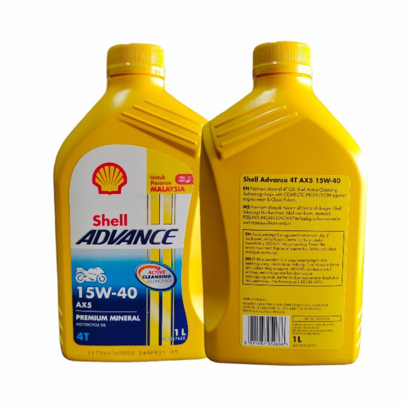 (100% ORIGINAL shell) 4T SHELL AX5 15W-40 1 LITER ENGINE ENJIN OIL ...
