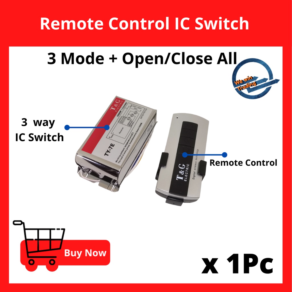 Remote control IC Switch 3 channel and 1 On/off all | Shopee Malaysia