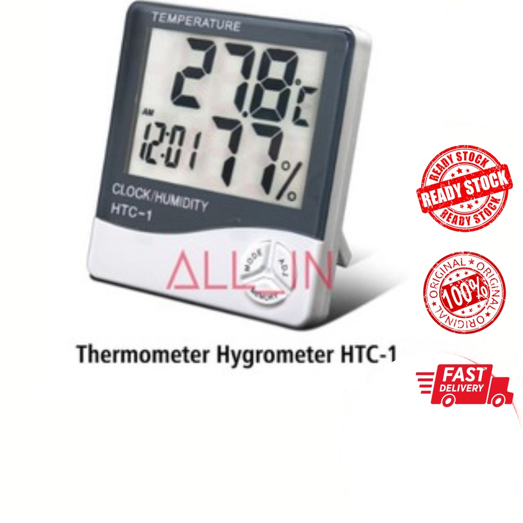 HTC-1 Thermometer Hygrometer Alarm Clock LCD Screen With Temperature ...