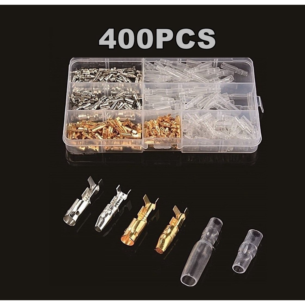400PCS Penyambung Wayar Elektrik Kabel 3.9mm Male & Female Bullet Wire ...