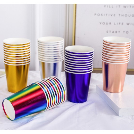 Party Foil Paper Cups 9oz 10 units Shiny Colours | READY STOCKS | 彩色纸杯 ...