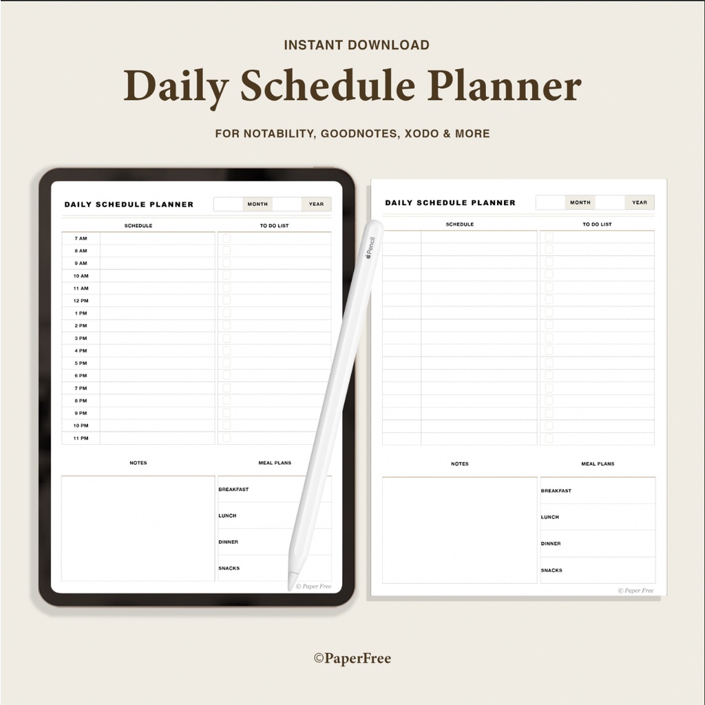 GoodNotes / Notability / Daily Schedule Plan Organiser / Printables PDF ...