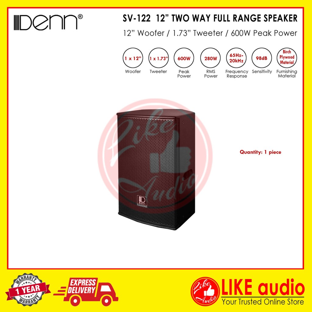 DENN SV-122 Two Way Full Range Speaker (1 unit) | Shopee Malaysia