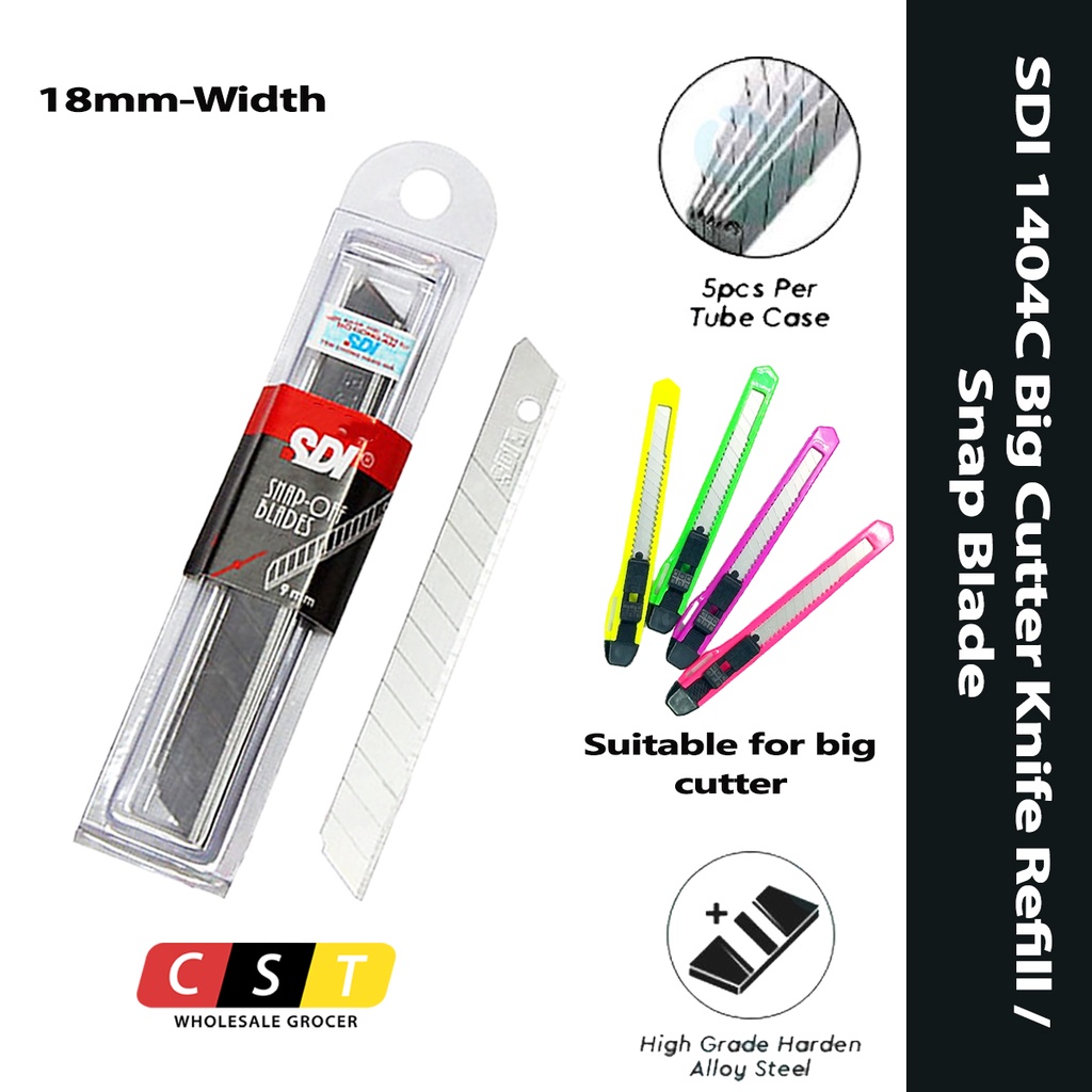 SDI 1404C Big Cutter Knife Refill / Snap Blade [5 Blades] | Shopee Malaysia