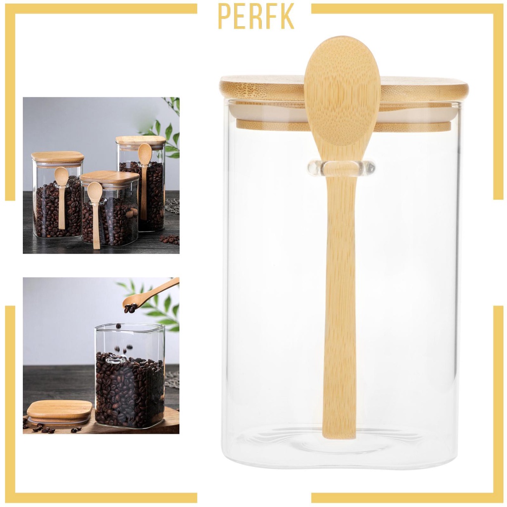 [PerfkMY] Glass Canister with Bamboo Lid & Spoon Airtight | Shopee Malaysia
