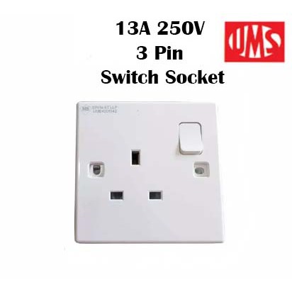 UMS 13A 250V 3PIN Switch Switched Socket Outlet Plug SIRIM Good Quality ...