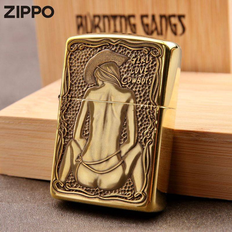 Zippo windproof lighter all copper deep carving helmet back shadow female collection | Shopee ...