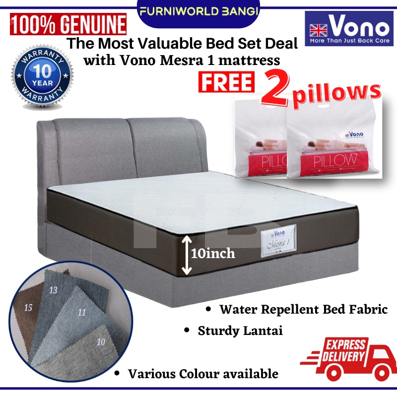 FULL SET Vono Mesra 1 Bed Set Package Mattress and Muji Bed Frame Katil ...