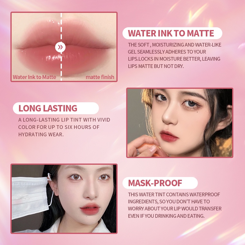 KIMUSE Water Tint Lip Set Long Wearing Waterproof Matte Liquid Lip ...