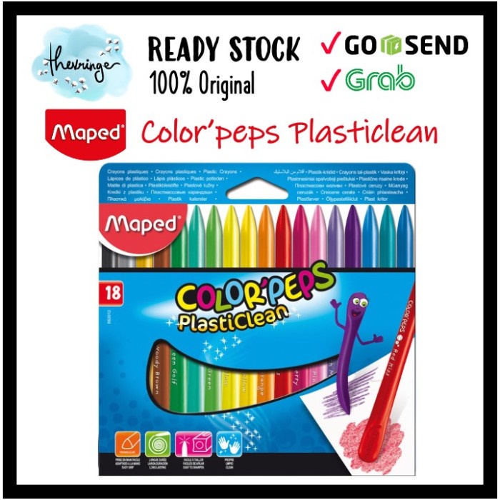 Maped Plasticlean Colorpeps Plastic Crayon 18colors | Shopee Malaysia