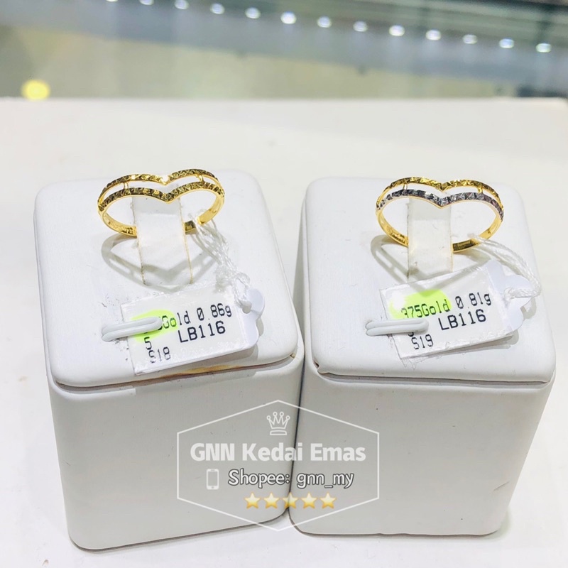 Emas 375 CINCIN BENTUK V SIMPLE FESYEN 375 GOLD Eternal V RINGS ...