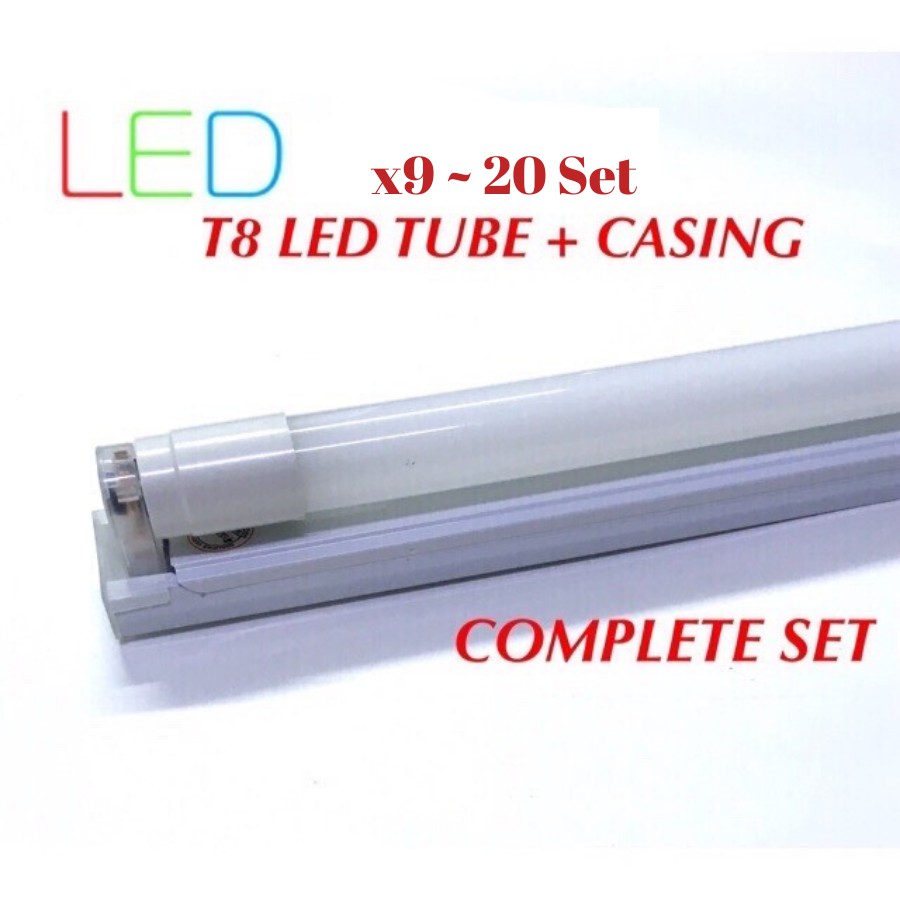 9~20Set x T8 LED Tube + Casing Set / LED Lampu + Casing Set / Lampu LED ...
