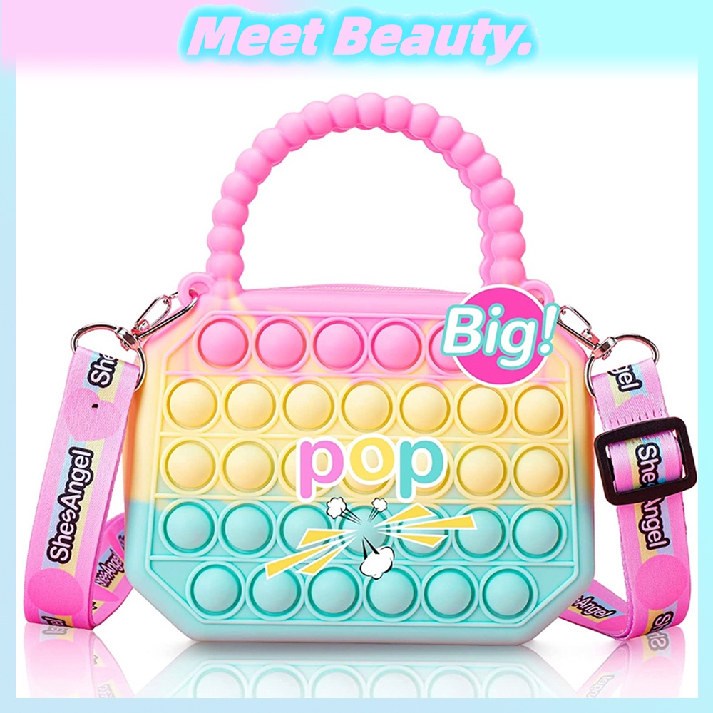 Push Pop Messenger Bags Fidget Toy for Girls Kids Dimple Toy Handbags ...