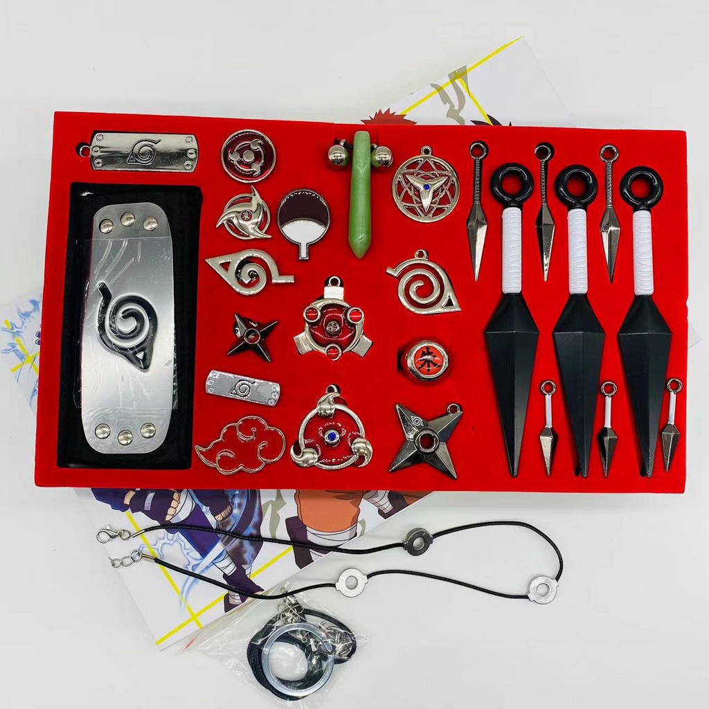 ANIMEHOBBY NARUTO SHURIKEN KUNAI HEADBAND NECKLACE RING ANIME ...