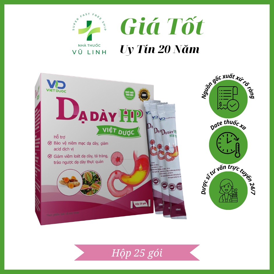 (GENUINE) Hp Viet Duoc Stomach reduces stomach and duodenal ulcers, gastroesophageal reflux Box ...