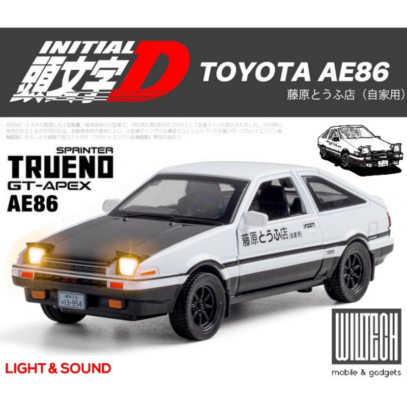 (SOUND&LIGHT) INITIAL D AE86 1.32 SCALE Alloy DIECAST car model full ...