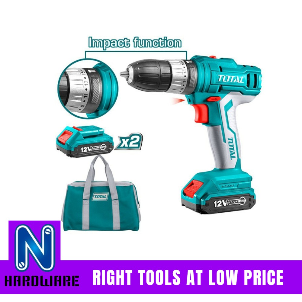 [100% ORIGINAL] TOTAL BRAND 12V Cordless Impact Drill TIDLI1222 ...