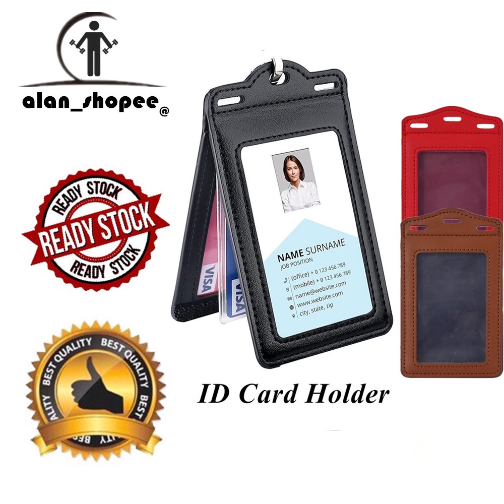 1Pc PU Leather Trifold Duty ID Card Holder with Clear ID Window and ...