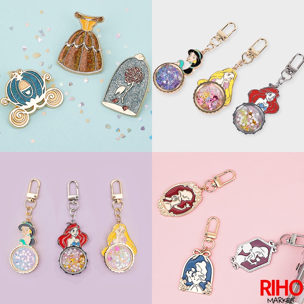 Korea Daiso Disney Princess Pendant Key Ring Pin Badge The Little ...