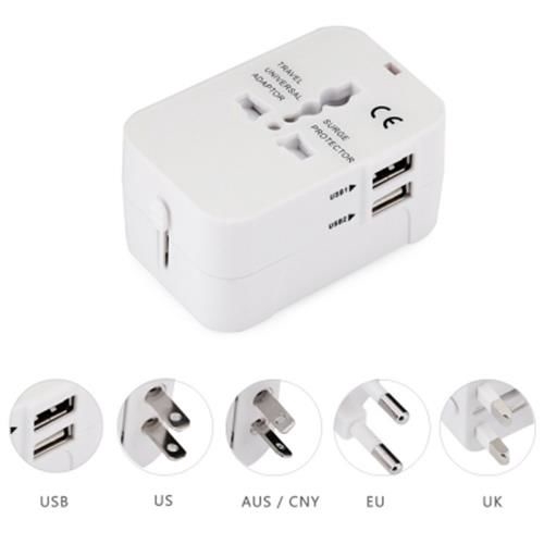 MULTIFUNCTIONAL TRAVEL ADAPTER PLUG DUAL USB CHARGING PORT UNIVERSAL ...