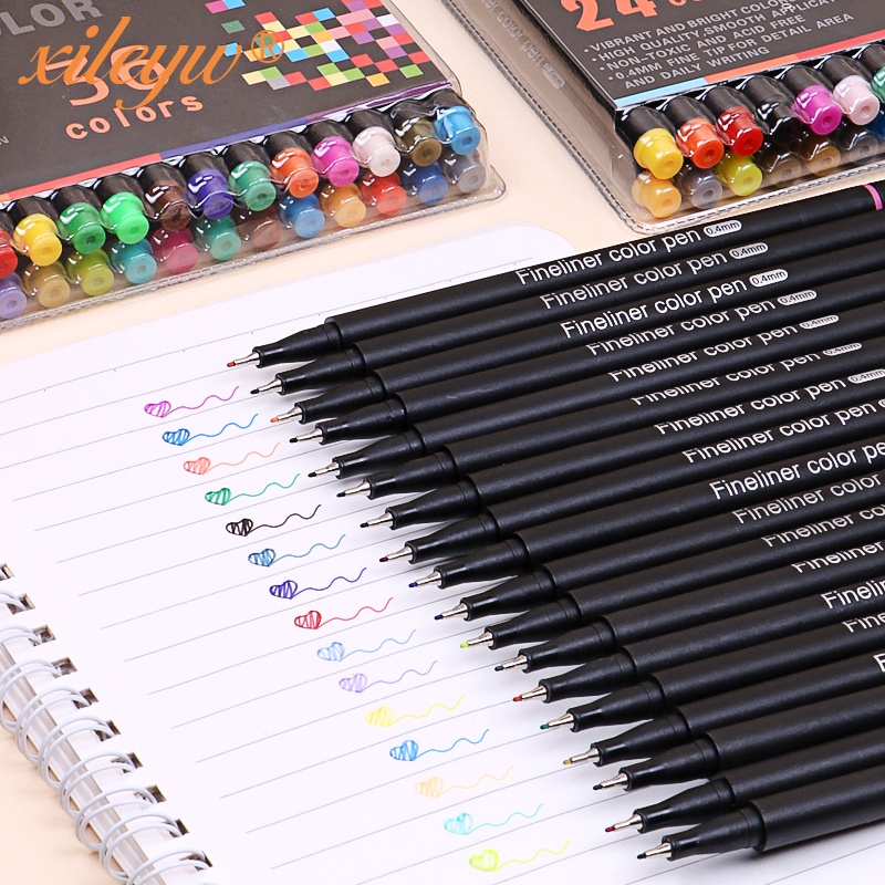 Xileyw [Ready Stock] 12/24/36/48/60/100 Colors Fineliner Color Pen Set ...