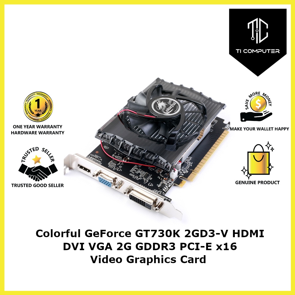 Colorful GeForce GT730K 2GD3-V HDMI DVI VGA 2G GDDR3 PCI-E x16 Video ...