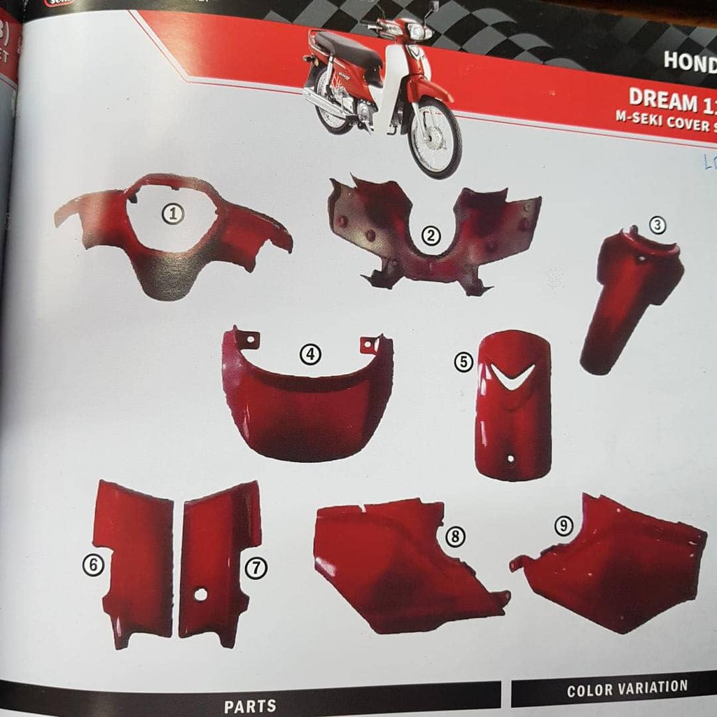 Honda EX5 Dream 110 EX5 110 Cover Set Body Cover Side Cover Battery Cover Upper Cover Handle ...