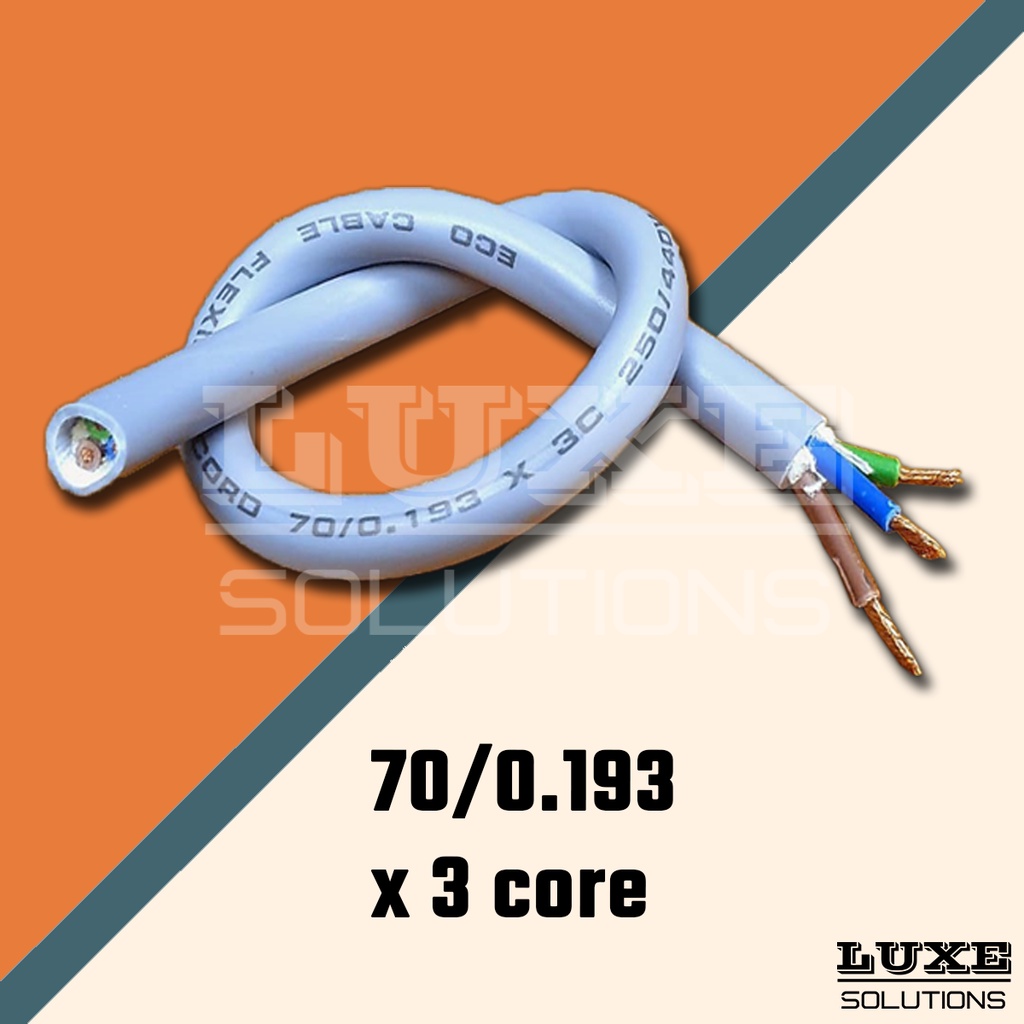 ️100% Pure Full Copper💦WATERPROOF💦3 Core Flexible Wire Cord Cable TRS PVC Insulated Sheathed 23/ ...