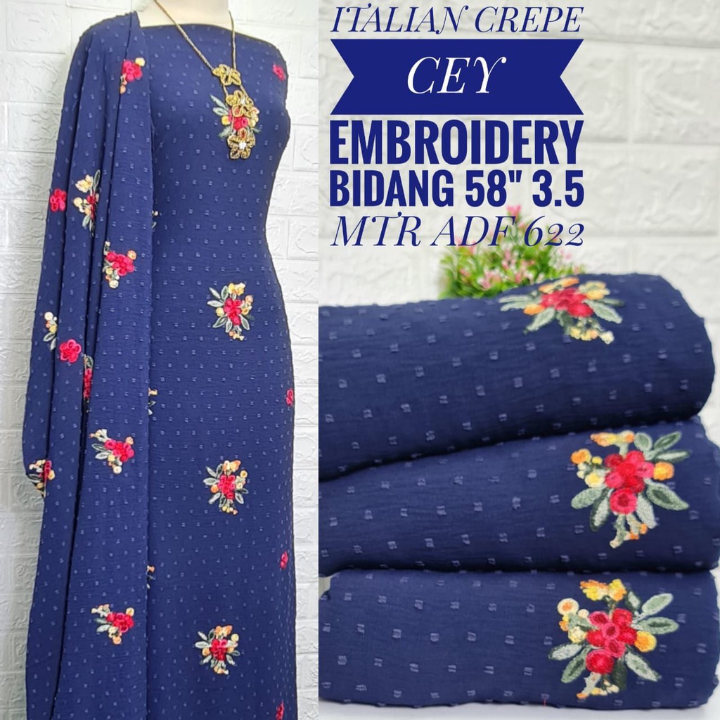KAIN PASANG ITALIAN CREPE CEY EMBROIDERY SULAM EXCLUSIVE | Shopee Malaysia