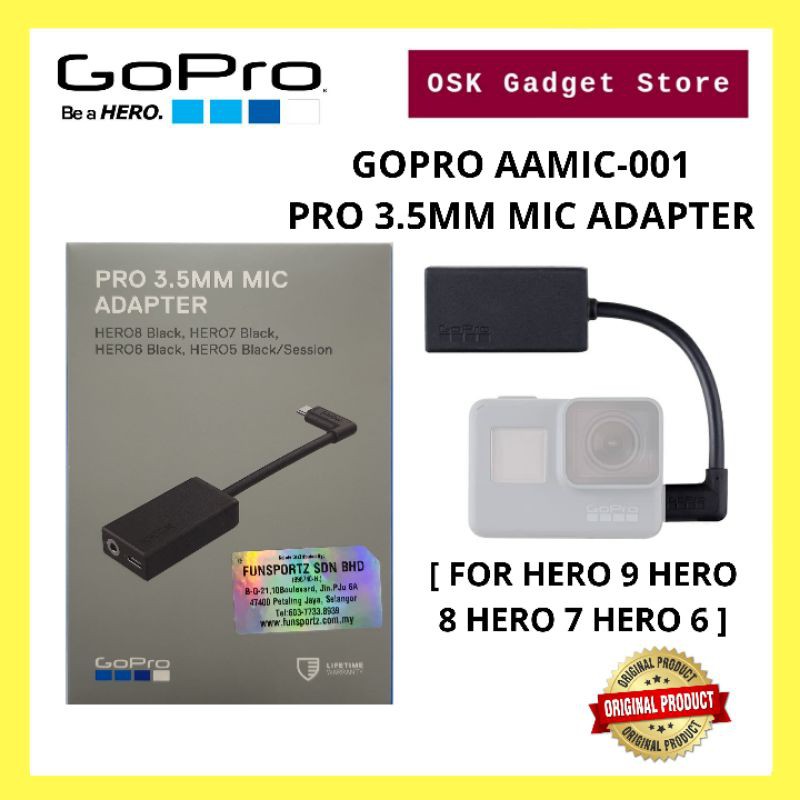 Gopro Pro 3.5mm Mic Adapter For Hero 5/6/7/8/9 & 10 (Original Funsportz ...