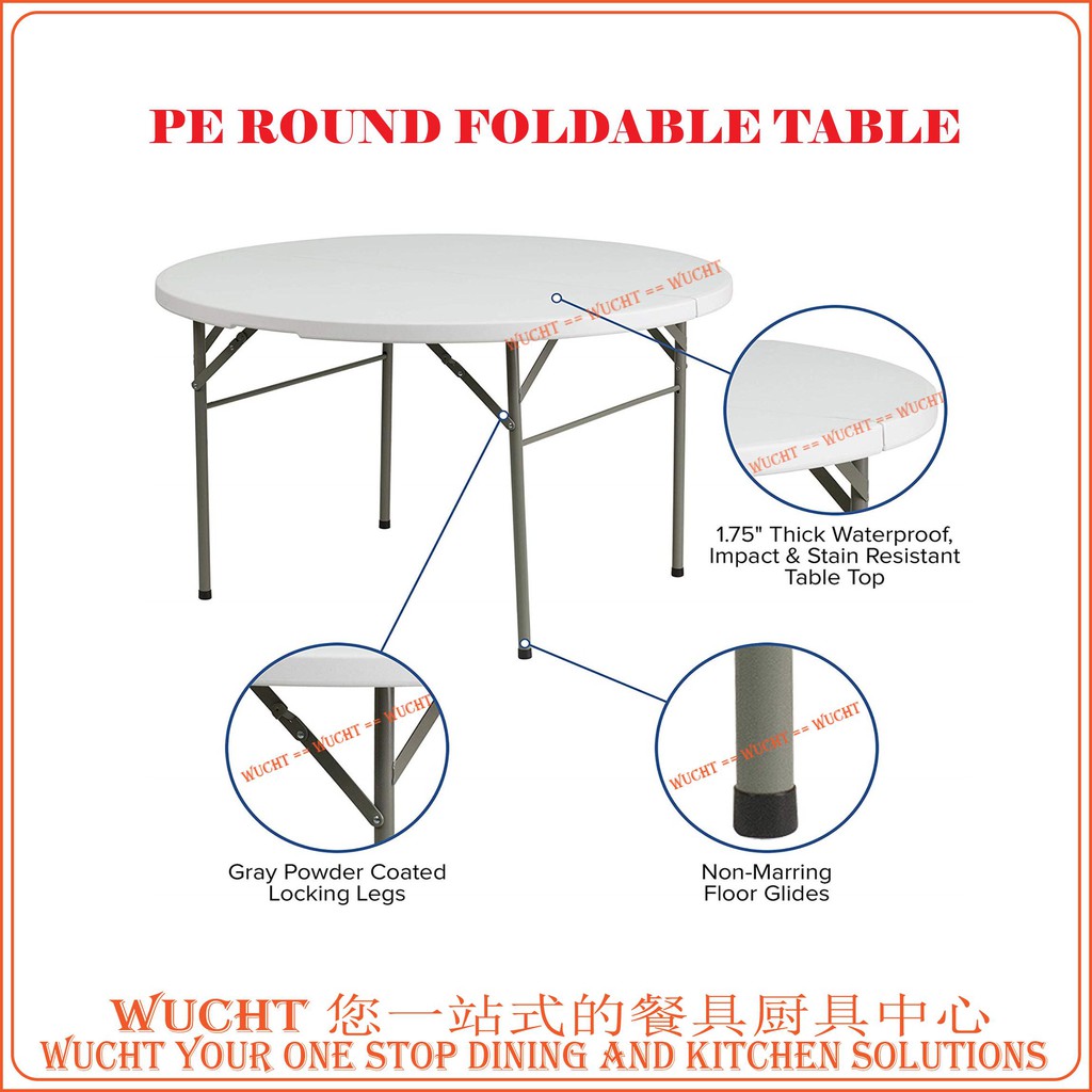 【WUCHT】60" Plastic Banquet Table Round 5 feet Furniture PE Round ...