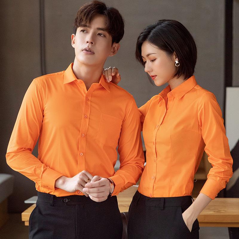 Orange Shirt Men's and Women's Same Style Long Sleeve Business Wear ...