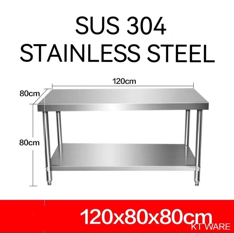 KT WARE SUS 304 2 Tier Stainless Steel Kitchen Working Table Storage ...