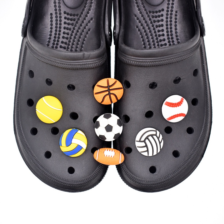 Cartoon Ball Series Jibbitz for Crocks Football Croc Design Pins Half ...