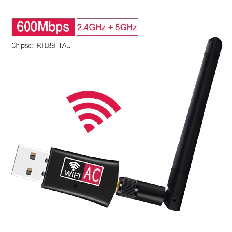 Wireless USB Wifi Adapter AC600 600Mpbs Dual Band 2.4GHz 5GHz | Shopee ...