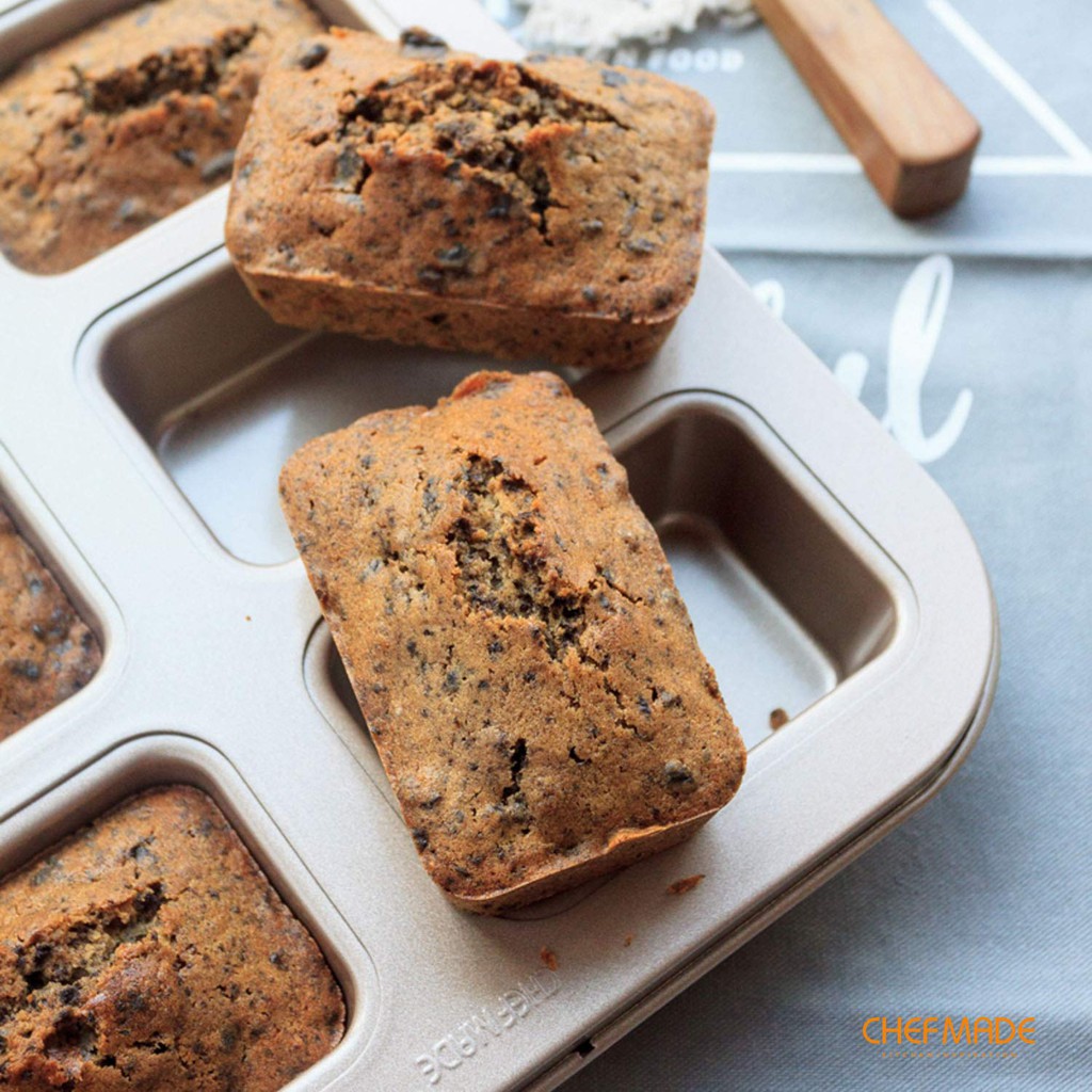 CHEFMADE Brownie Cake Pan, 8-Cavity Non-Stick Rectangle Pan Bakeware for Oven Baking 8 Cup ...