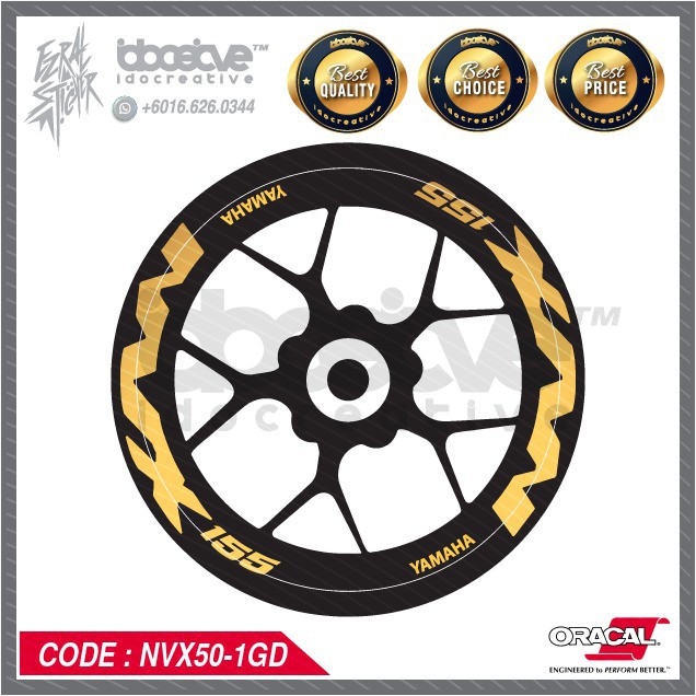 YAMAHA NVX V1 / V2 RIM STICKER - warna Putih Merah Kuning Hitam Silver ...