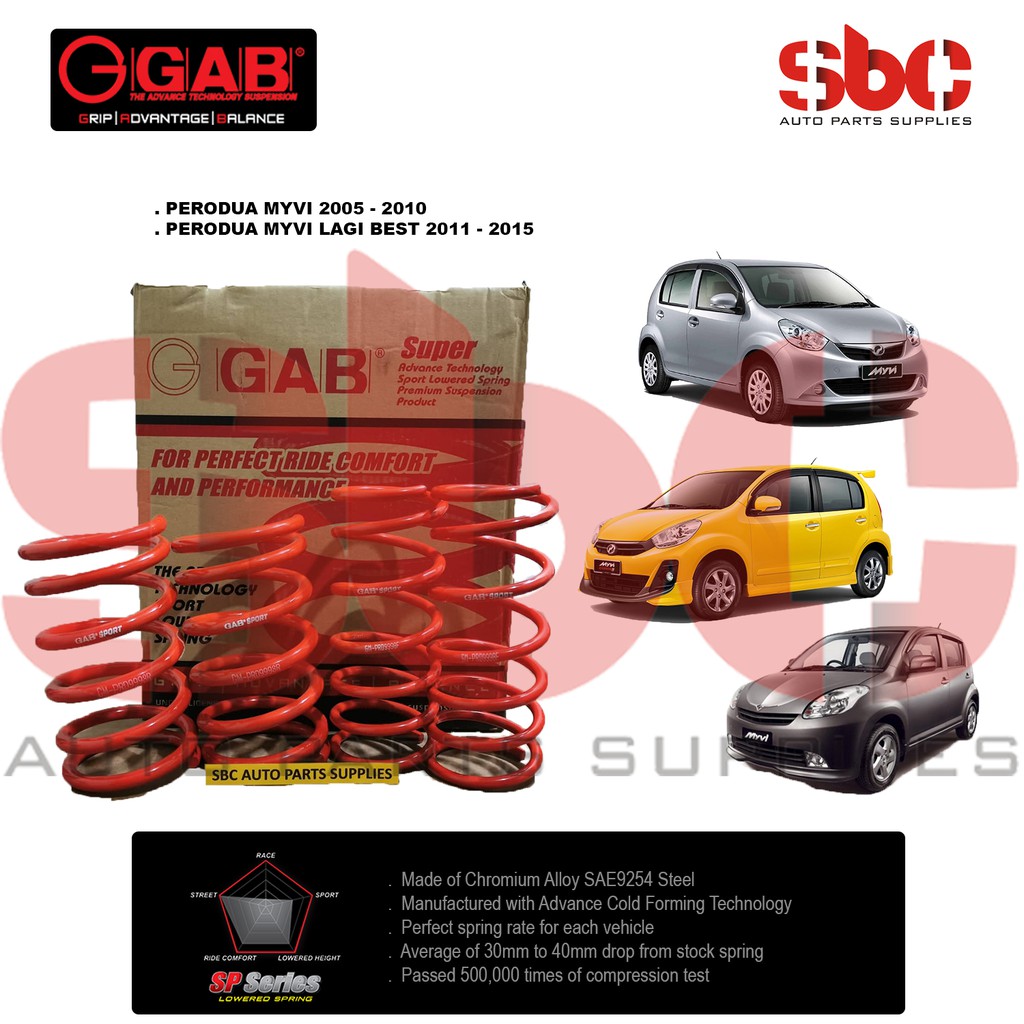 SBC AUTO - GAB SPORT COIL SPRING PERODUA MYVI 1.0 1.3 / MYVI LAGI BEST ...
