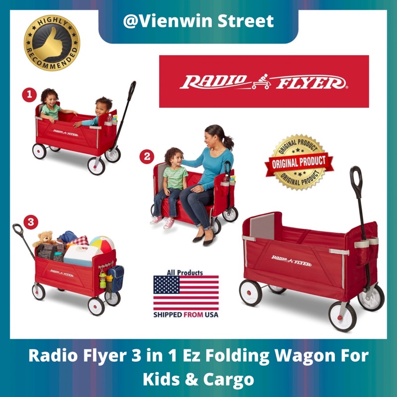 Radio Flyer 3 in 1 Ez Folding Wagon For Kids & Cargo (Without Canopy ...
