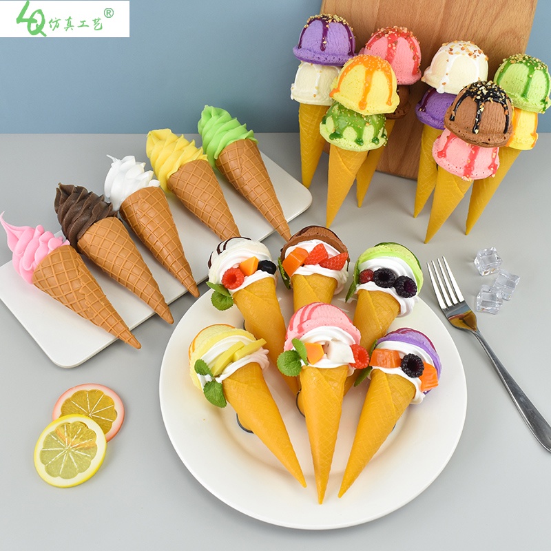 Artificial simulation ice cream model fake fruit ice cream cone ice ...